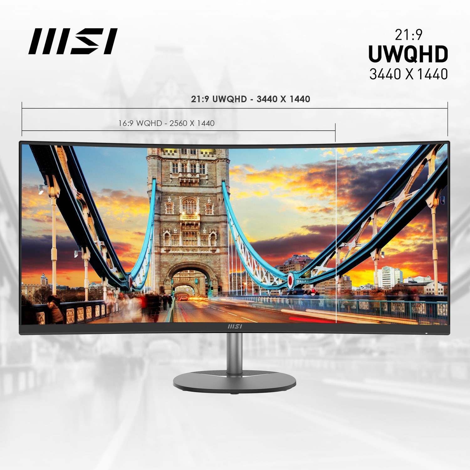 MSI PRO MP341CQ 34" UWQHD Freesync Curved Monitor - Laptops Direct